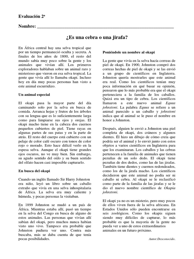Comprensión de Lectura. Quinto 2-Vindel | PDF | Organismos | Naturaleza