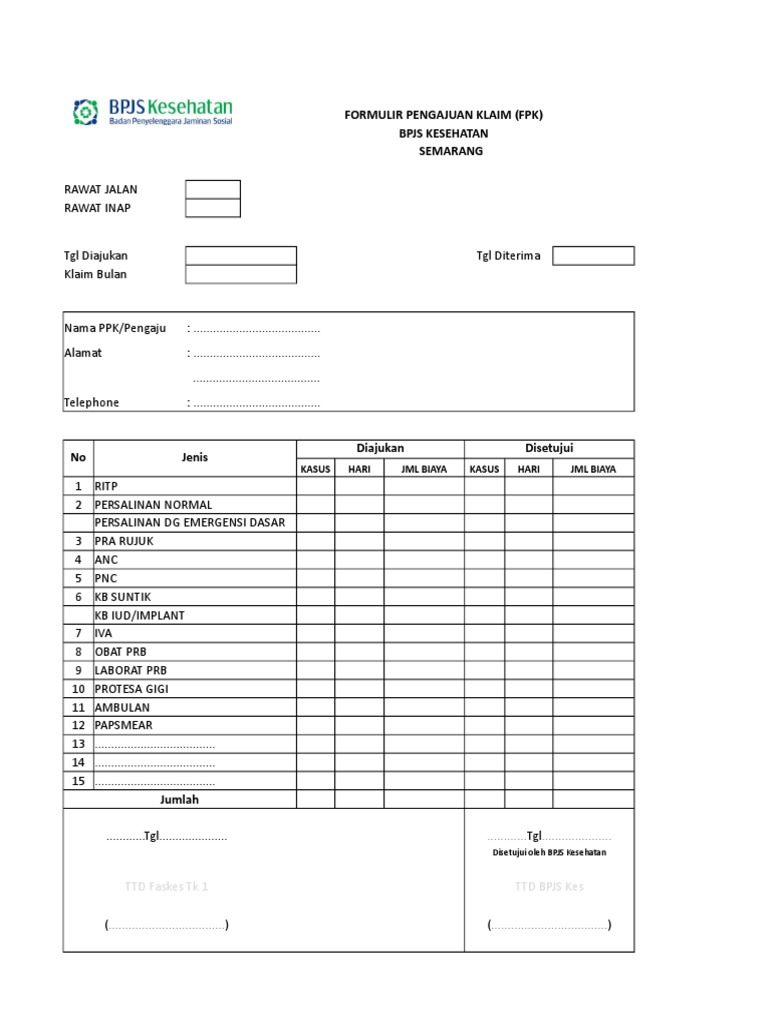 Formulir Pengajuan Klaim (FPK) | PDF