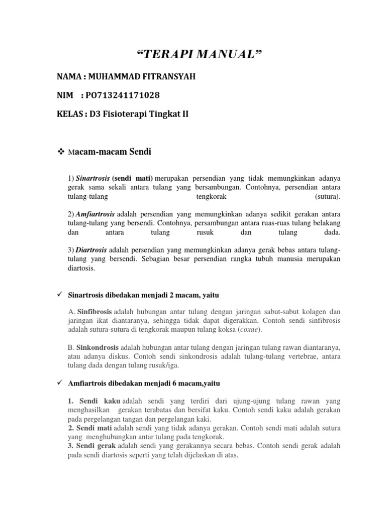 Terapi Manual - Dasar-Dasar Terapi Manual | PDF