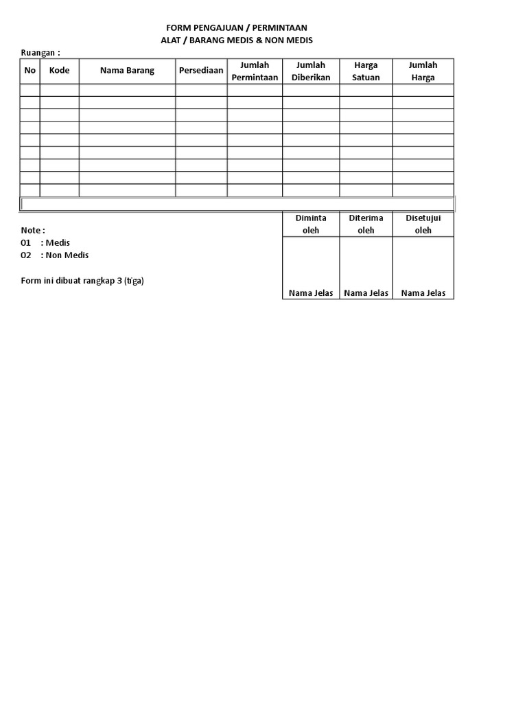 Form Pengajuan Barang | PDF