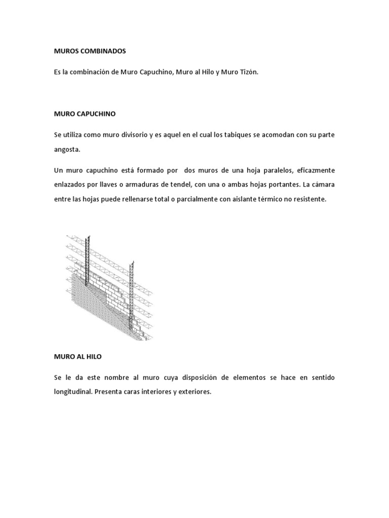 Muros Combinados: Capuchino, Al Hilo y Tizón | PDF | Hormigón ...