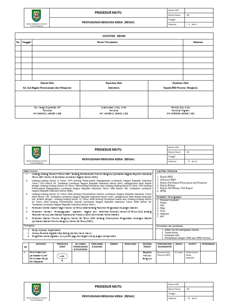 SOP Penyusunan Renja | PDF