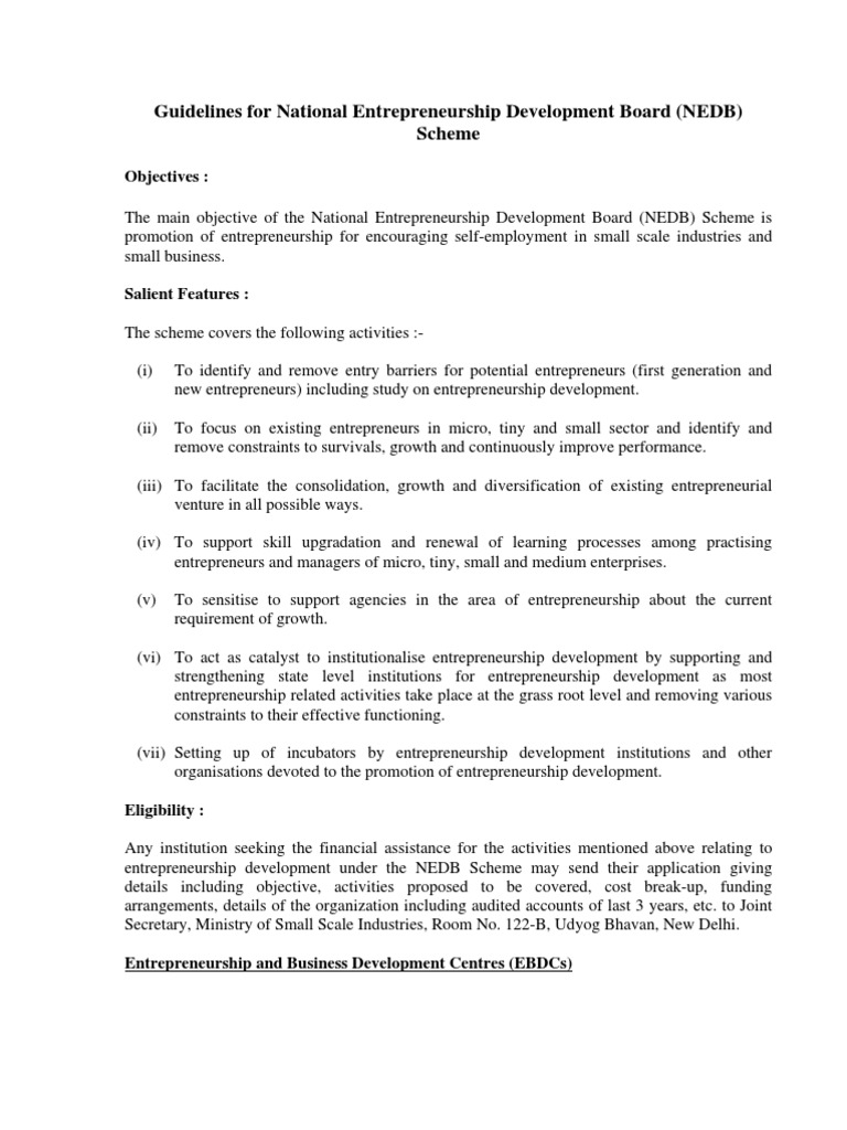 National Entrepreneurship Development Board | PDF | Entrepreneurship ...