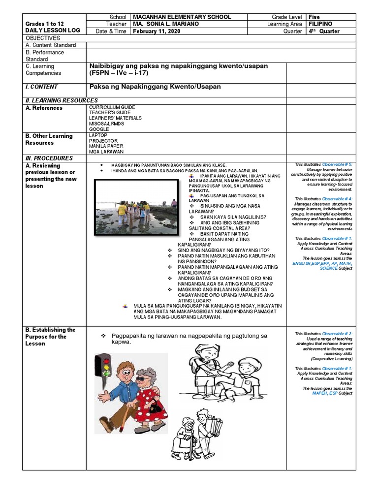 Cot DLL Filipino Q4 Week 5 | PDF
