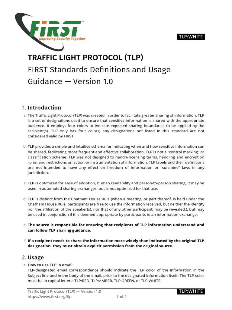 TLP v1 PDF | PDF | Privacy | Government Information