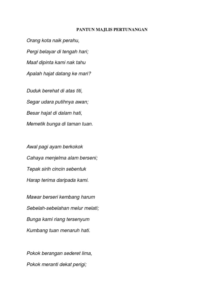Pantun Majlis Pertunangan | PDF