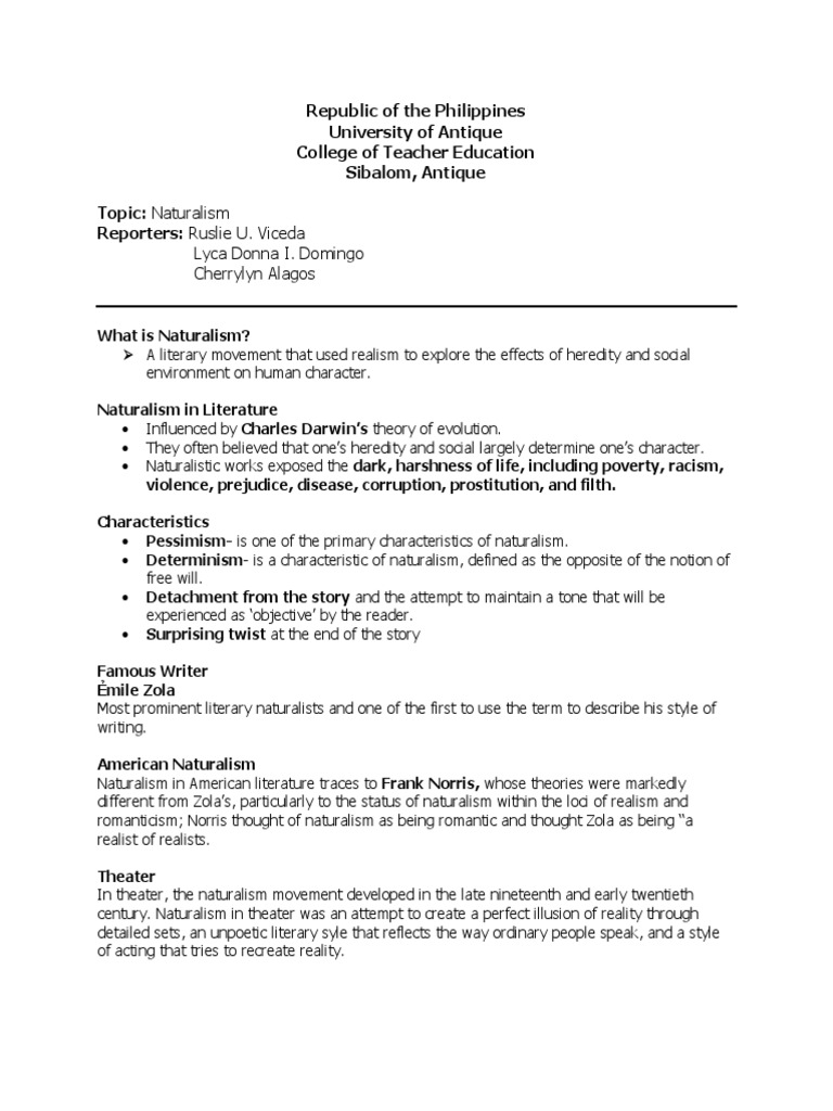 Handouts in Literary Criticism | PDF | Literary Realism