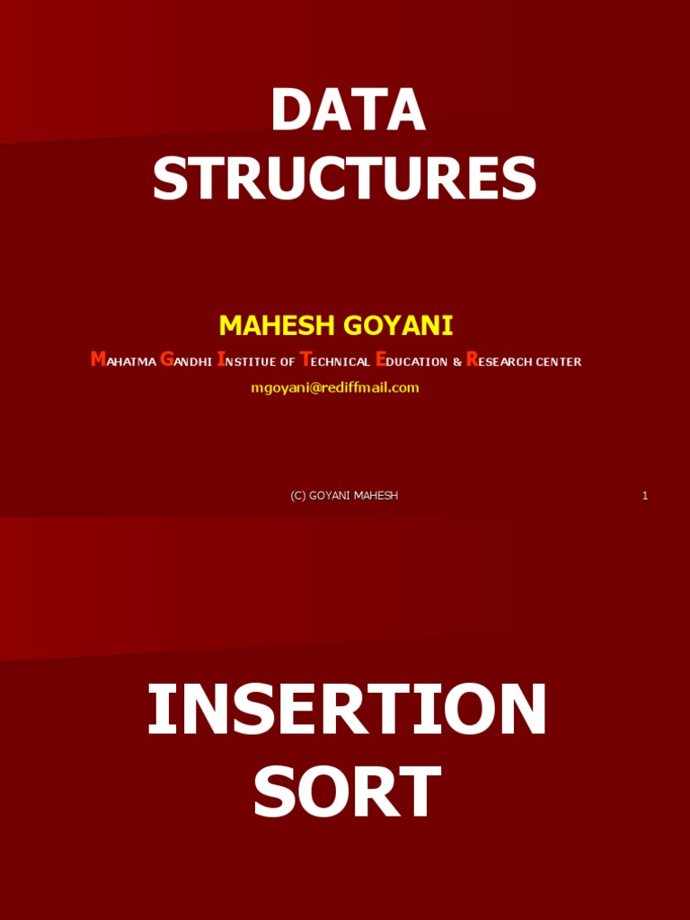 Insertion Sort | PDF | Computer Programming | Algorithms And Data Structures