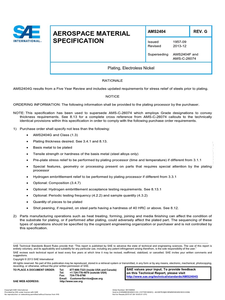 AMS-2404-G - Electroless Nickel Coating | PDF | Corrosion | Alloy