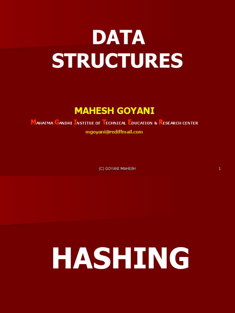 Hashing | Download Free PDF | Computing | Algorithms And Data Structures