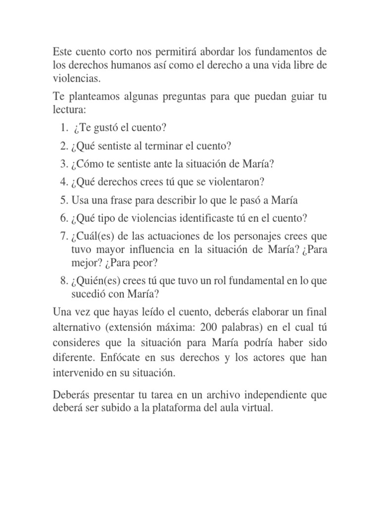 Taller Comprensión Lectora Cuento Solo Vine A Hablar Por Telefono | PDF