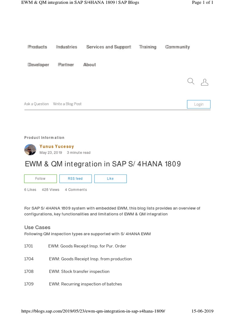 EWM & QM Integration Overview in S/4HANA | PDF | Computers