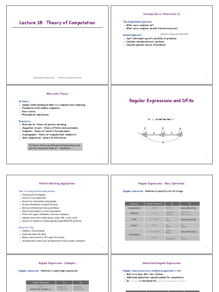 Lecture 18: Theory of Computation: Introduction To Theoretical CS | PDF | Regular Expression ...