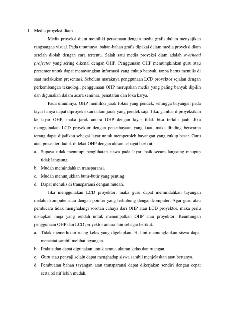 Media Proyeksi Diam dalam Pembelajaran | PDF | Karier & Perkembangan | Seni