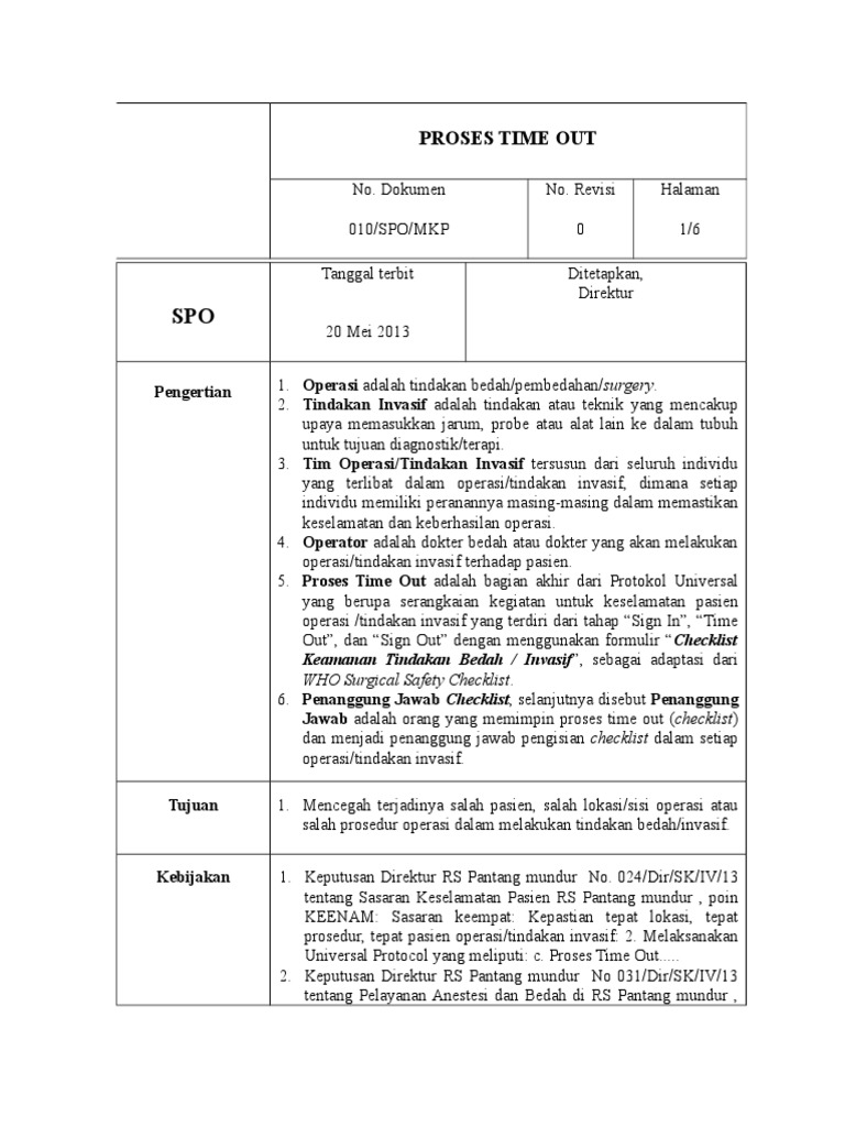 Protokol Time Out dalam Operasi | PDF | Sains & Matematika