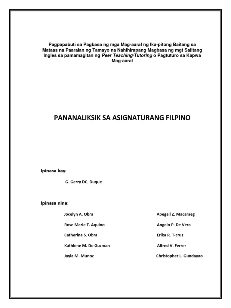 Pananaliksik Group Project | PDF