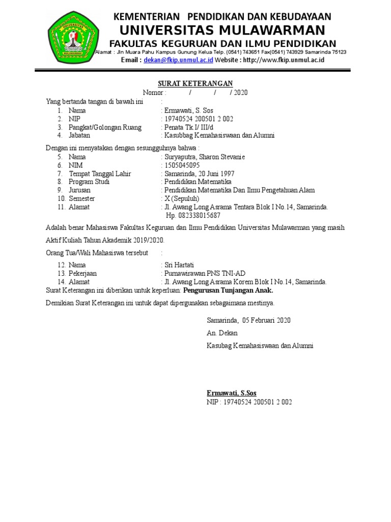 Surat Keterangan Aktif Kuliah | PDF