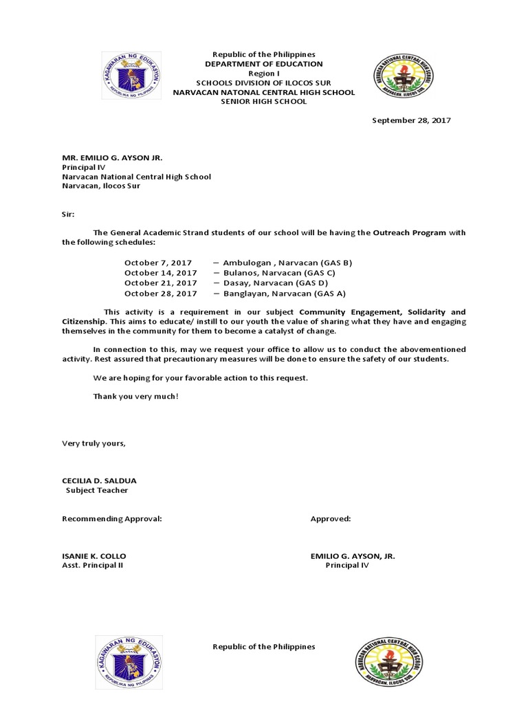 Requests for Permission and Assistance for Community Outreach Programs ...