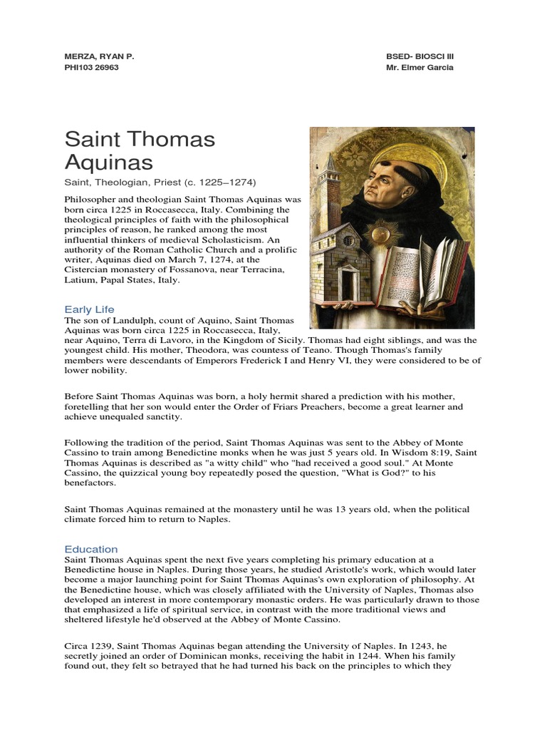 ST Thomas Aquinas | PDF | Thomas Aquinas | Existence Of God