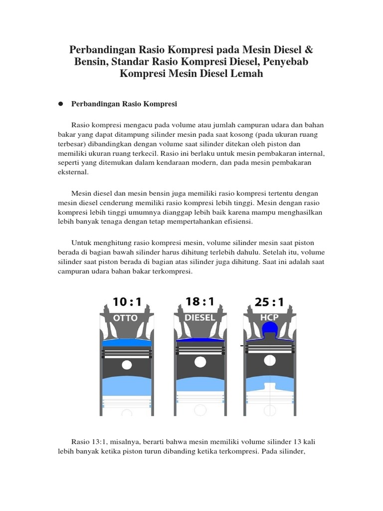 Perbandingan Rasio Kompresi Pada Mesin Diesel | PDF Perbandingan Rasio Kompresi Pada Mesin Diesel | PDF