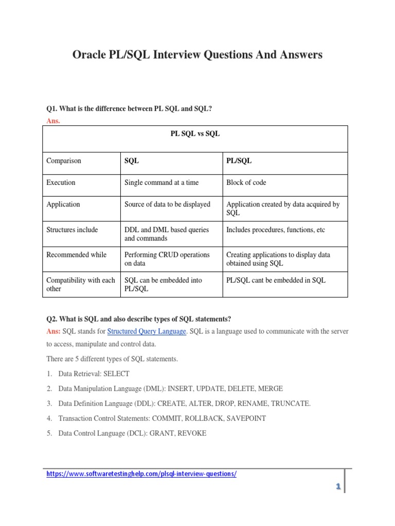 Oracle PLSQL Interview Adv | PDF | Pl/Sql | Sql
