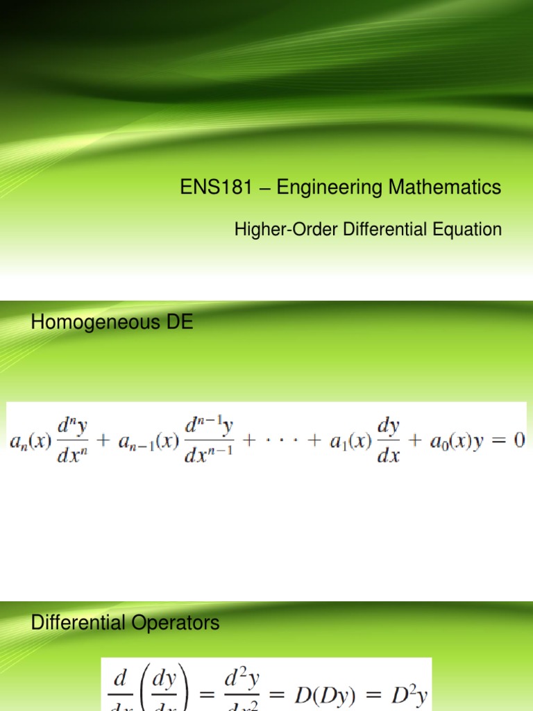 3 Higher Order DE | PDF | Differential Equations | Equations