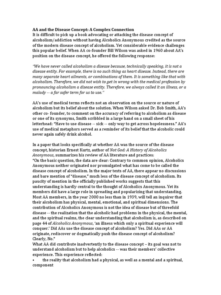 AA and The Disease Concept: A Complex Connection | Download Free PDF ...