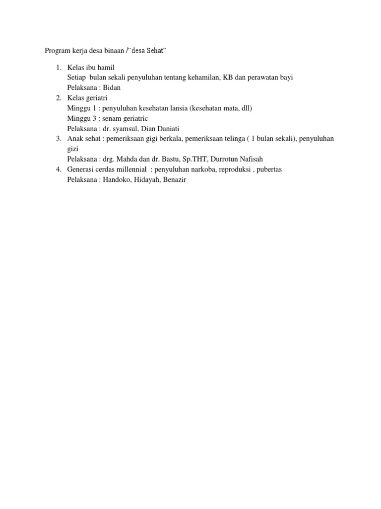 Program Kerja Desa Binaan | PDF