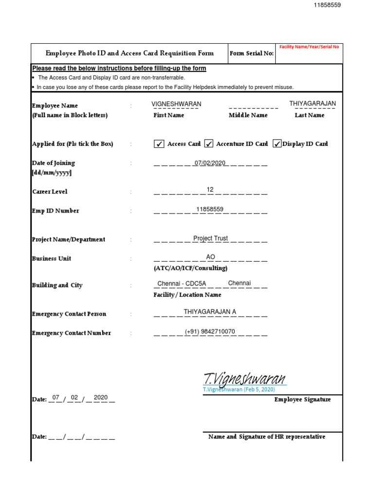 Employee Photo ID and Access Card Requisition Form PDF | PDF ...