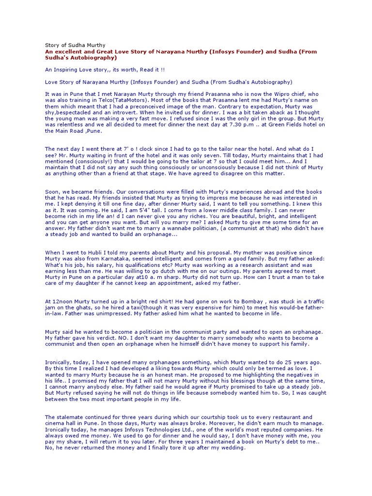 Story of Sudha Murthy | PDF