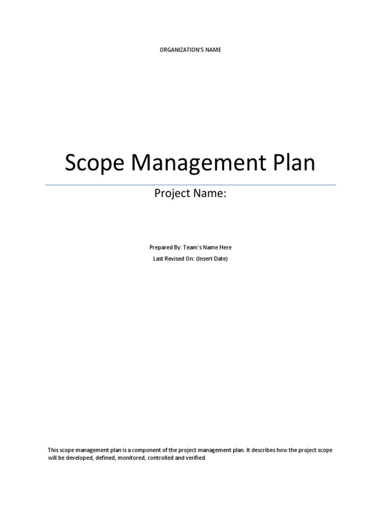 Scope Management Plan Template | PDF | Project Management | Engineering