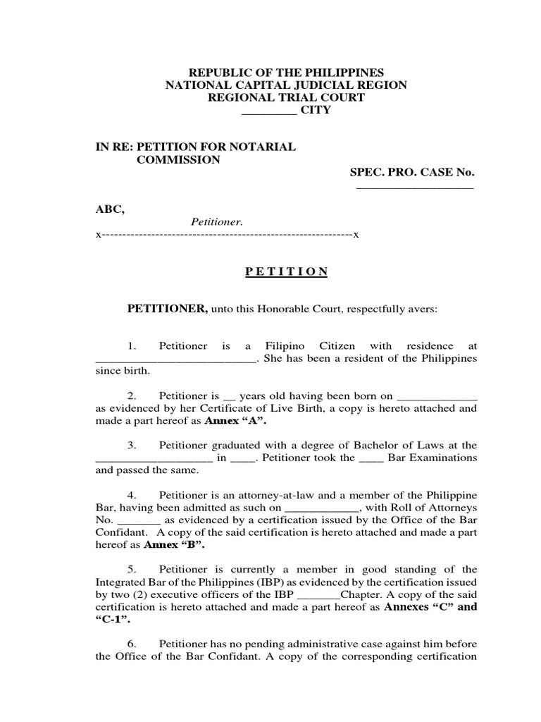 Petition For Notarial Commission | PDF | Notary Public | Lawyer