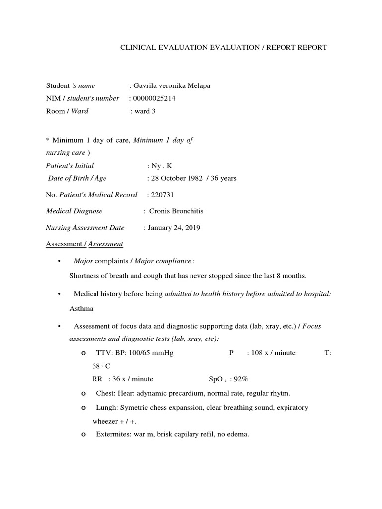 Clinical Evaluation Report | PDF | Breathing | Respiratory System