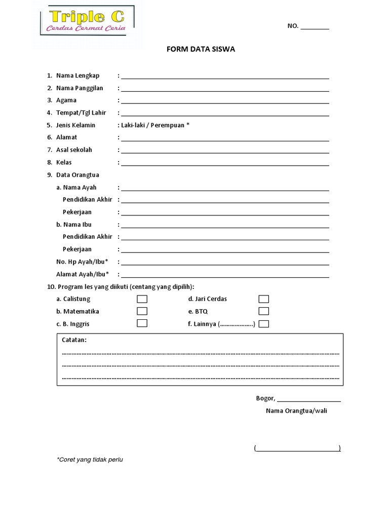 Form Data Siswa | PDF