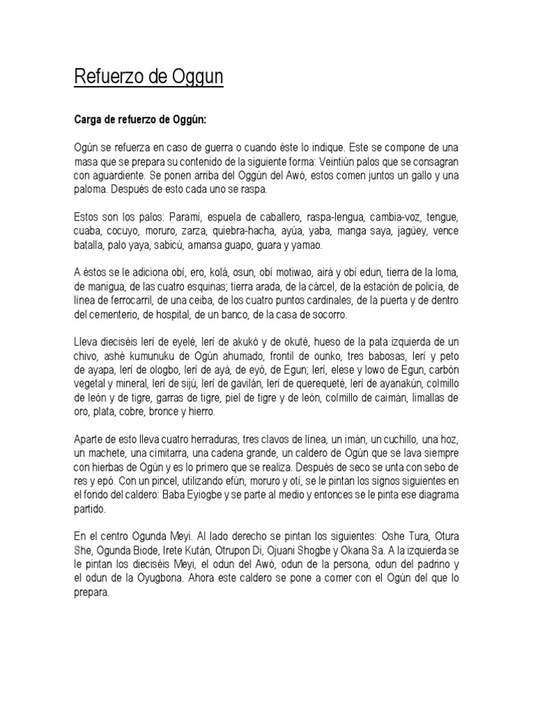 Refuerzo y Ritual de Oggún | PDF | Santeria | Religión y creencia