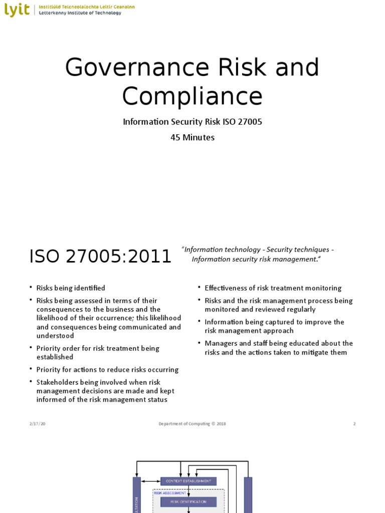 Slides - Risk ISO 27005 03DEC18 | PDF | Risk Management | Information ...