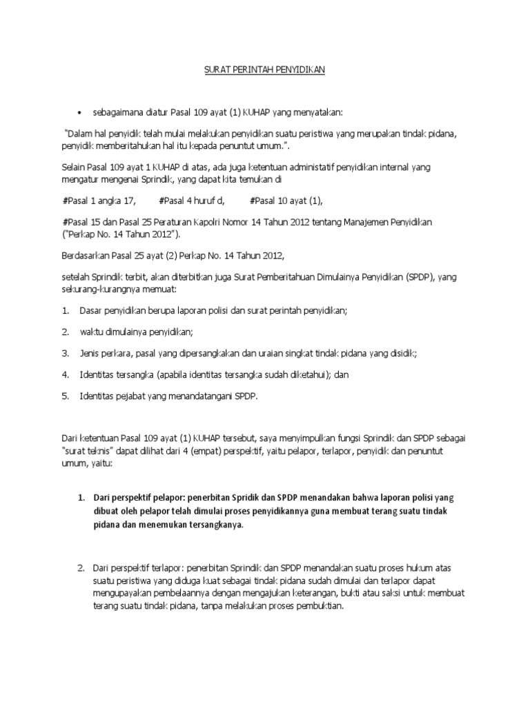 Fungsi Sprindik dan SPDP | PDF