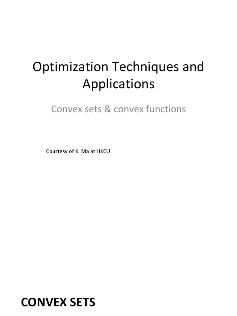 Lecture3 ConvexSetsFuns PDF | PDF | Convex Set | Convex Geometry