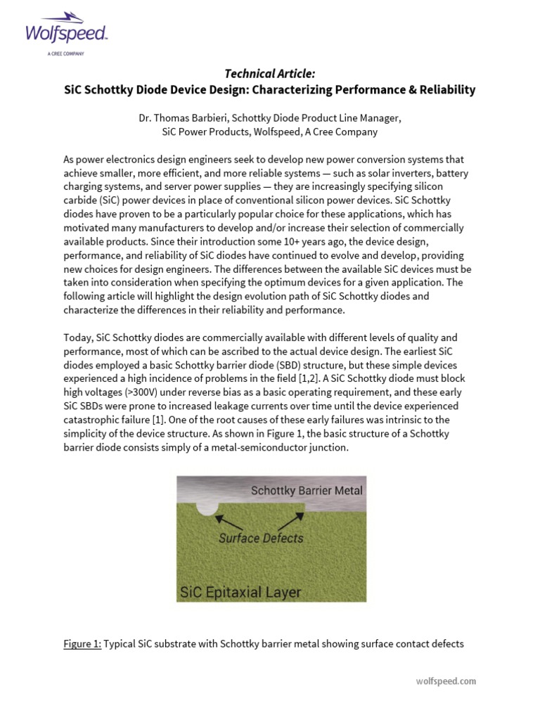Sic Schottky Diode Device Design Characterizing Performance Reliability ...