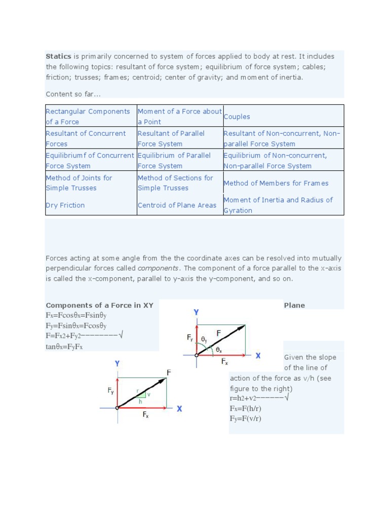 Statics 1 | PDF | Euclidean Vector | Cartesian Coordinate System