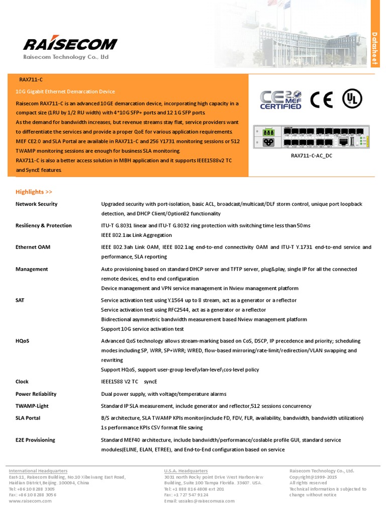 RC Datasheet RAX711-C 201807 0 | PDF | Network Switch | Ethernet