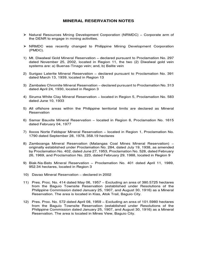 Mineral Reservation Notes | PDF