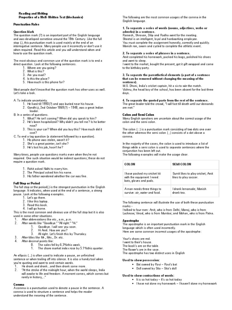 Capitalization and Punctuation Mark | PDF | Comma | Punctuation