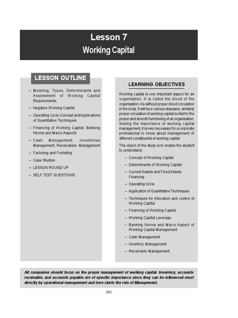 Working Capital | PDF | Working Capital | Inventory