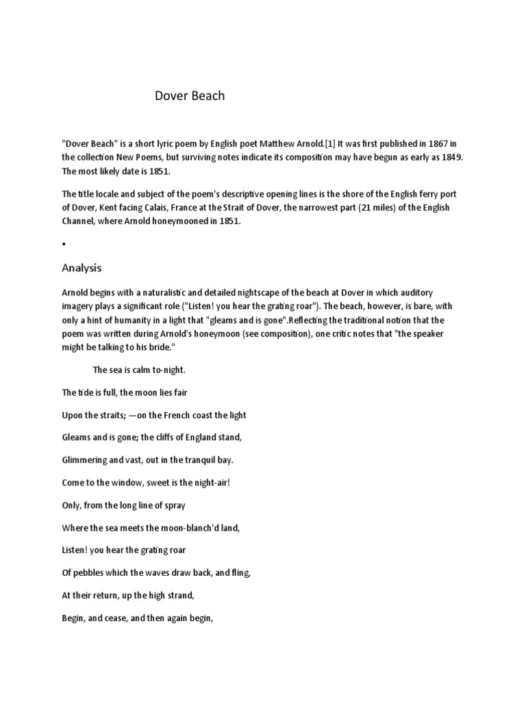 Dover Beach: Analysis | PDF