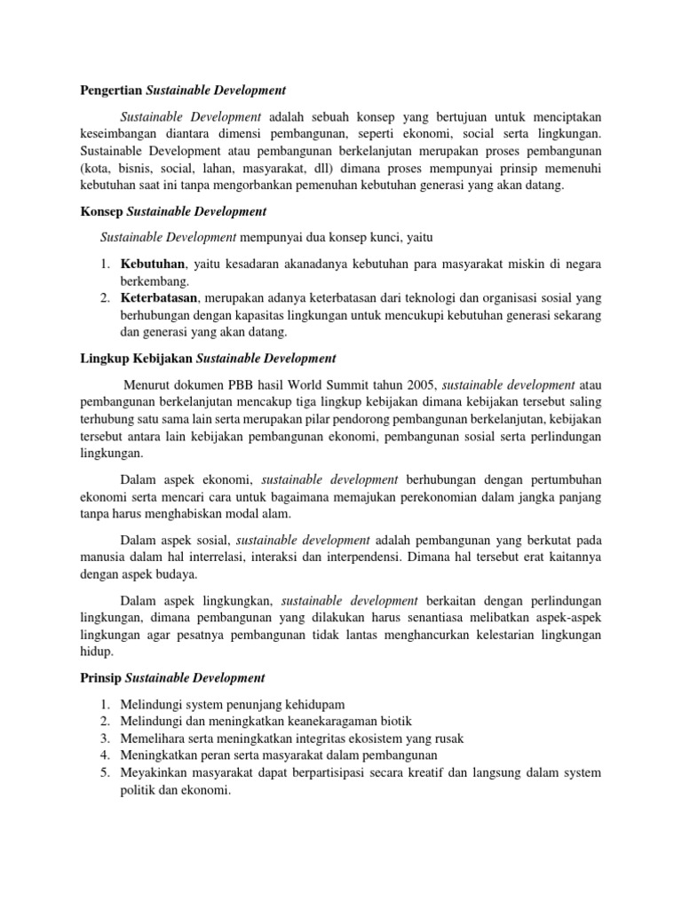 Konsep dan Prinsip Pembangunan Berkelanjutan | PDF | Ilmu Sosial