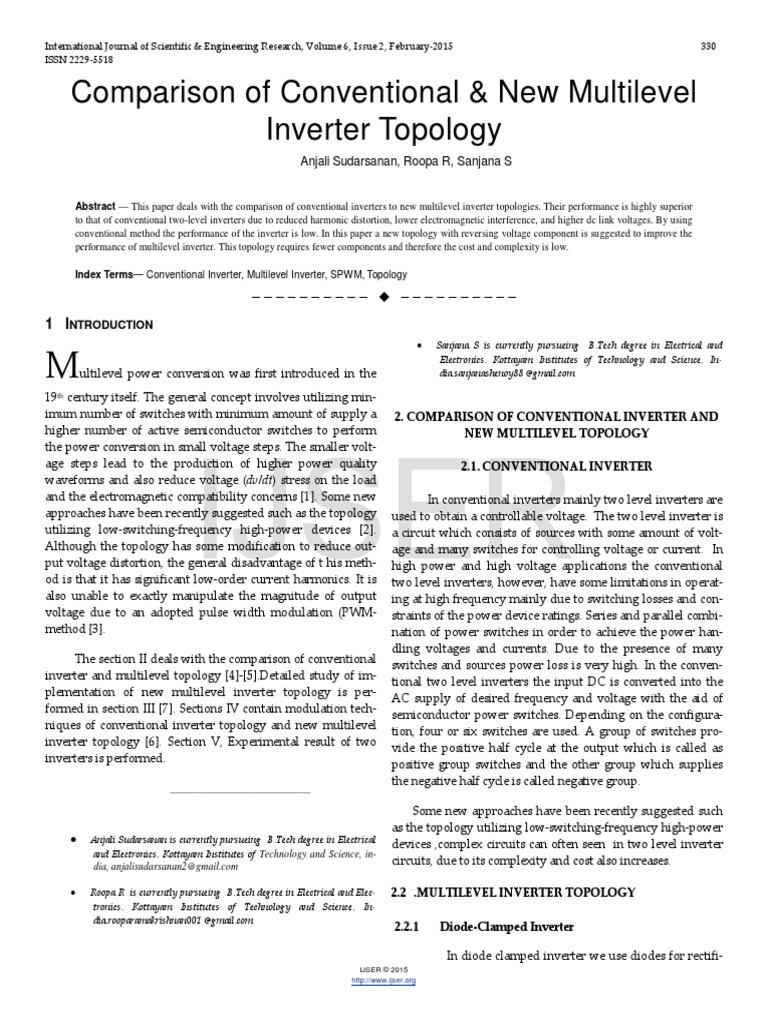 Comparison of Conventional New Multilevel Inverter Topology PDF | PDF ...