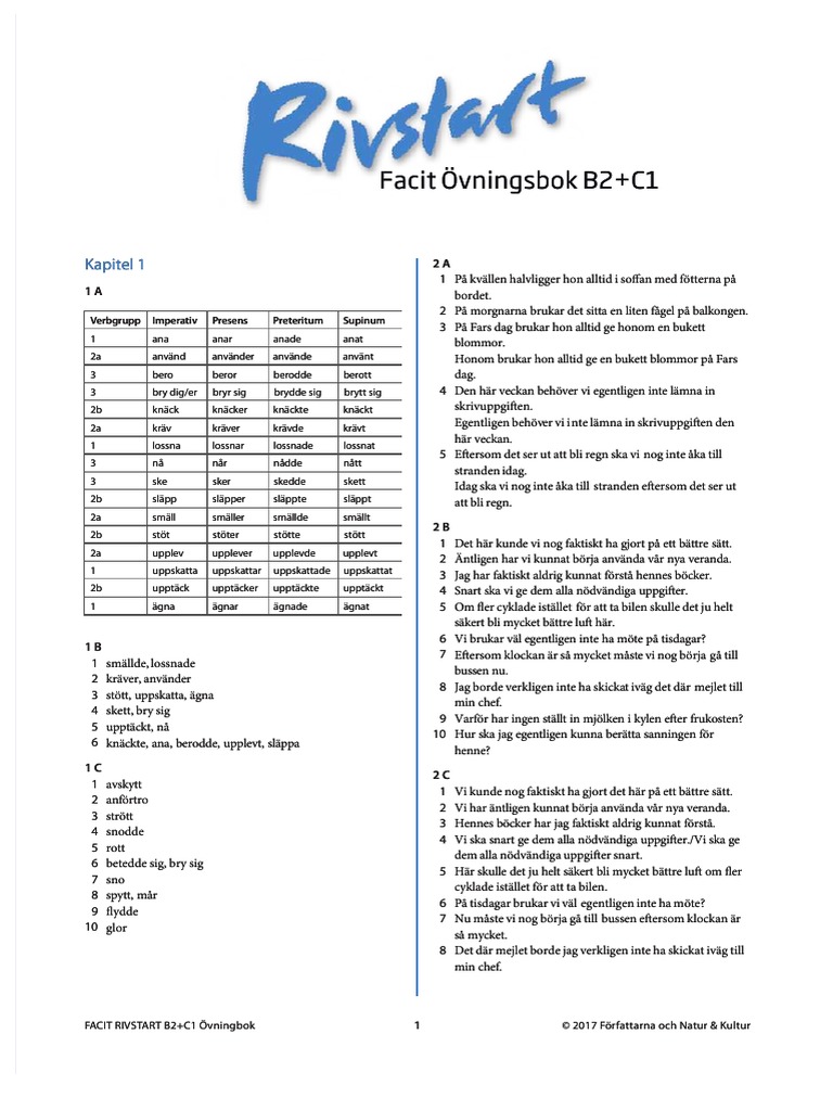 Edoc - Pub - Rivstart b2 c1 Facit Ob | PDF