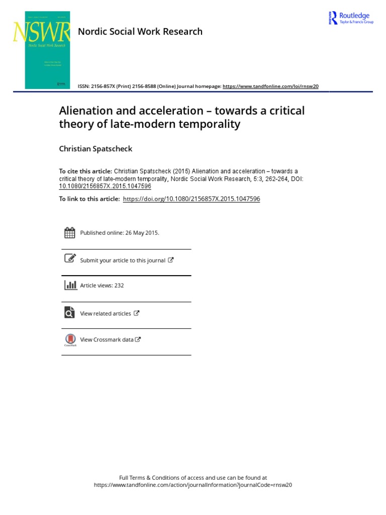 Alienation and Acceleration Towards A Critical Theory of Late Modern ...