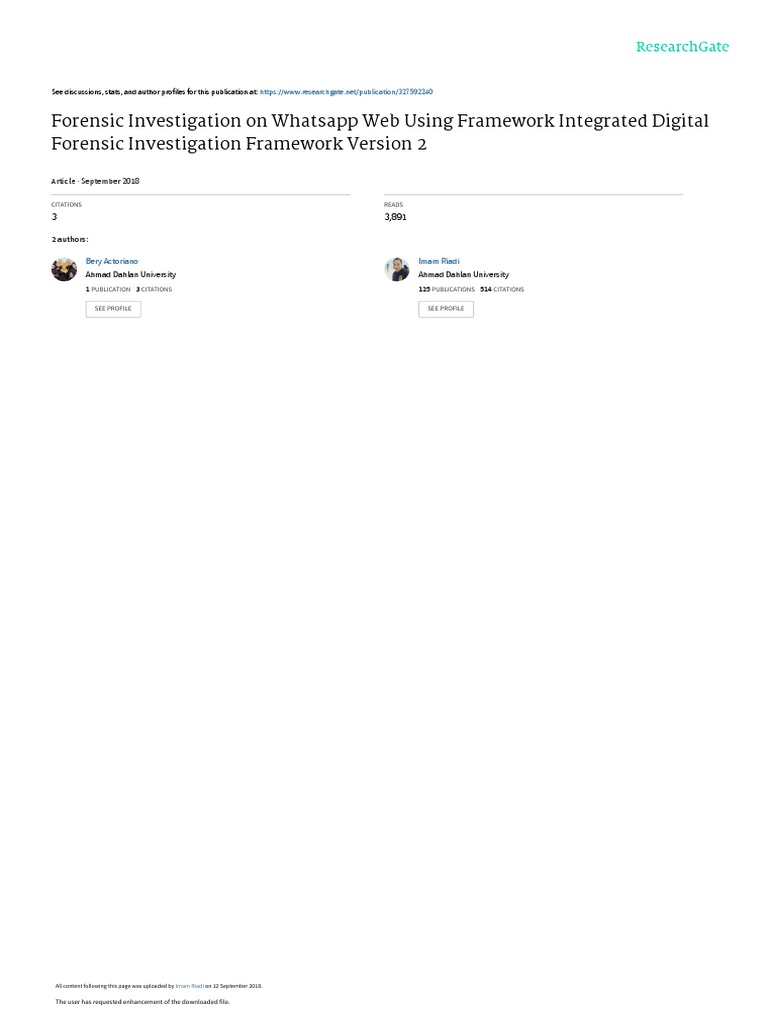 Forensic Investigation of WhatsApp Web Using the Integrated Digital Forensic Investigation ...